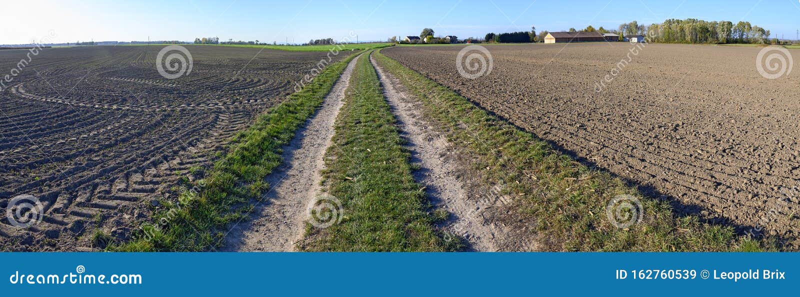 Farmland with Path between Fields Stock Image - Image of panorama ...