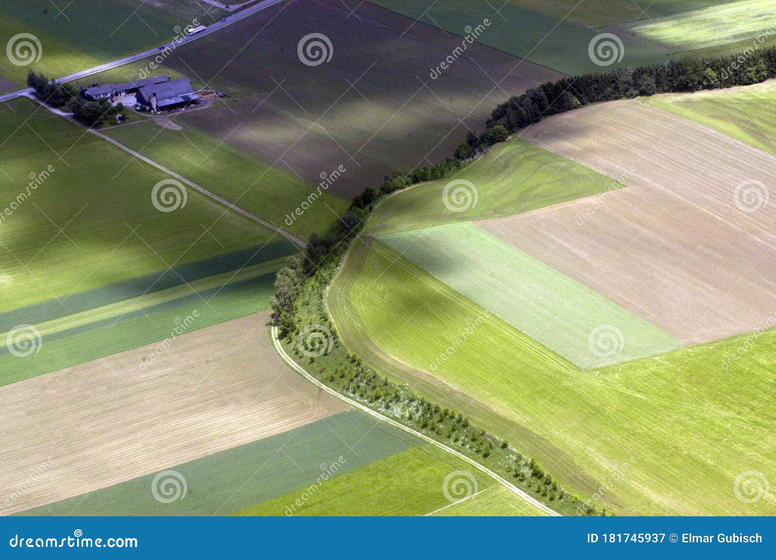 Farmland in Spring with View from Above Stock Image - Image of ...