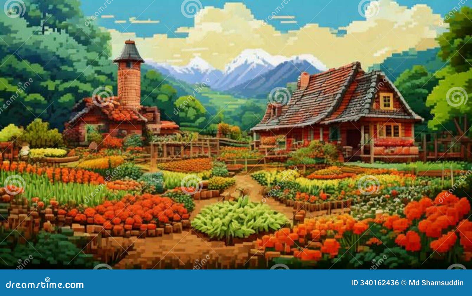 Farmstead Harmony - Vibrant Clay Figures in Pixel Style Stock Photo ...