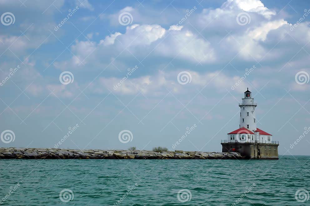 Faro de Michigan de lago imagen de archivo. Imagen de marejada - 1452555