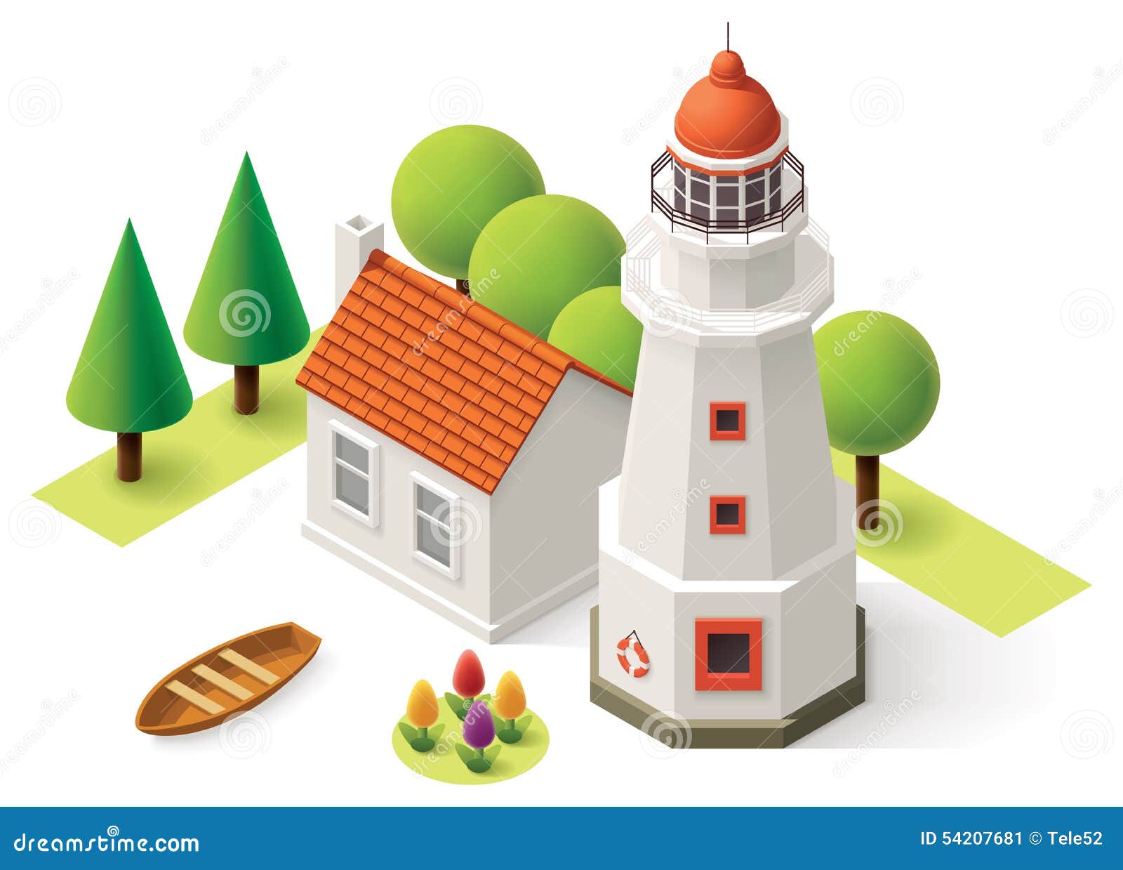 Faro isometrico di vettore illustrazione vettoriale. Illustrazione di ...