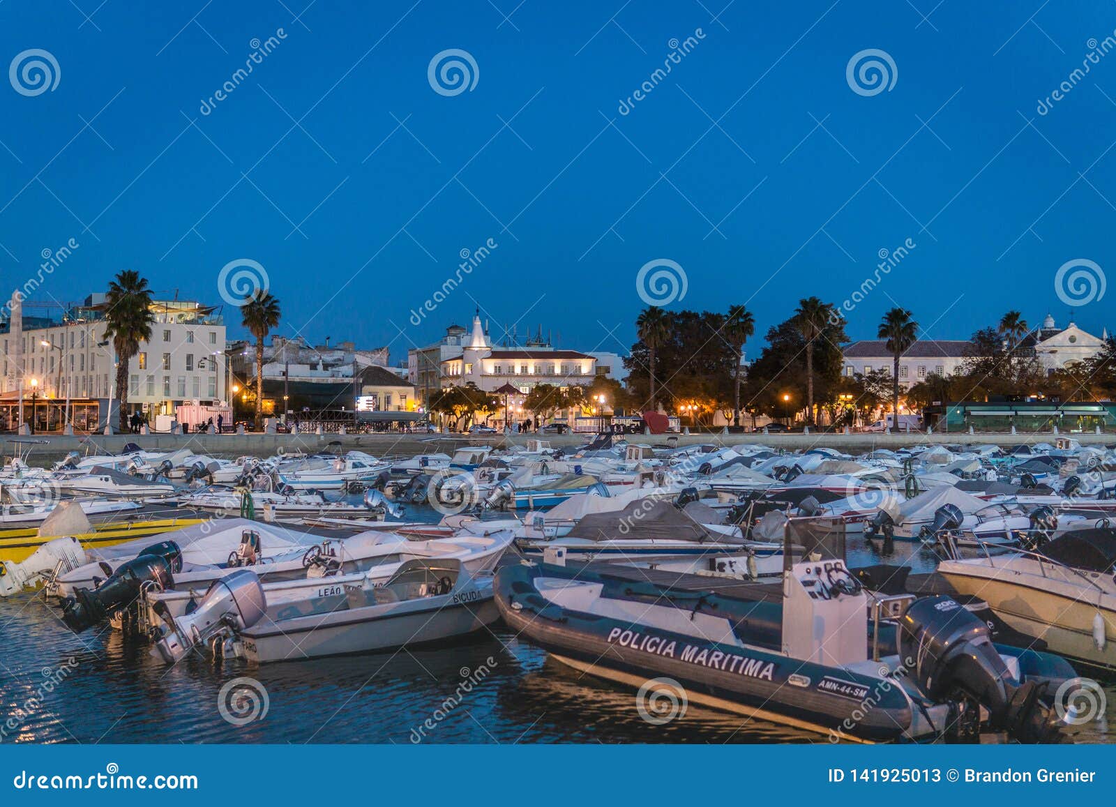 Faro Portugal Marina Night Scene Editorial Stock Photo - Image of ...