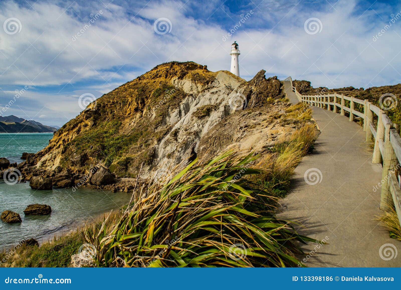 Farol De Castlepoint, Ilha Norte, Nova Zelândia Foto de Stock - Imagem ...