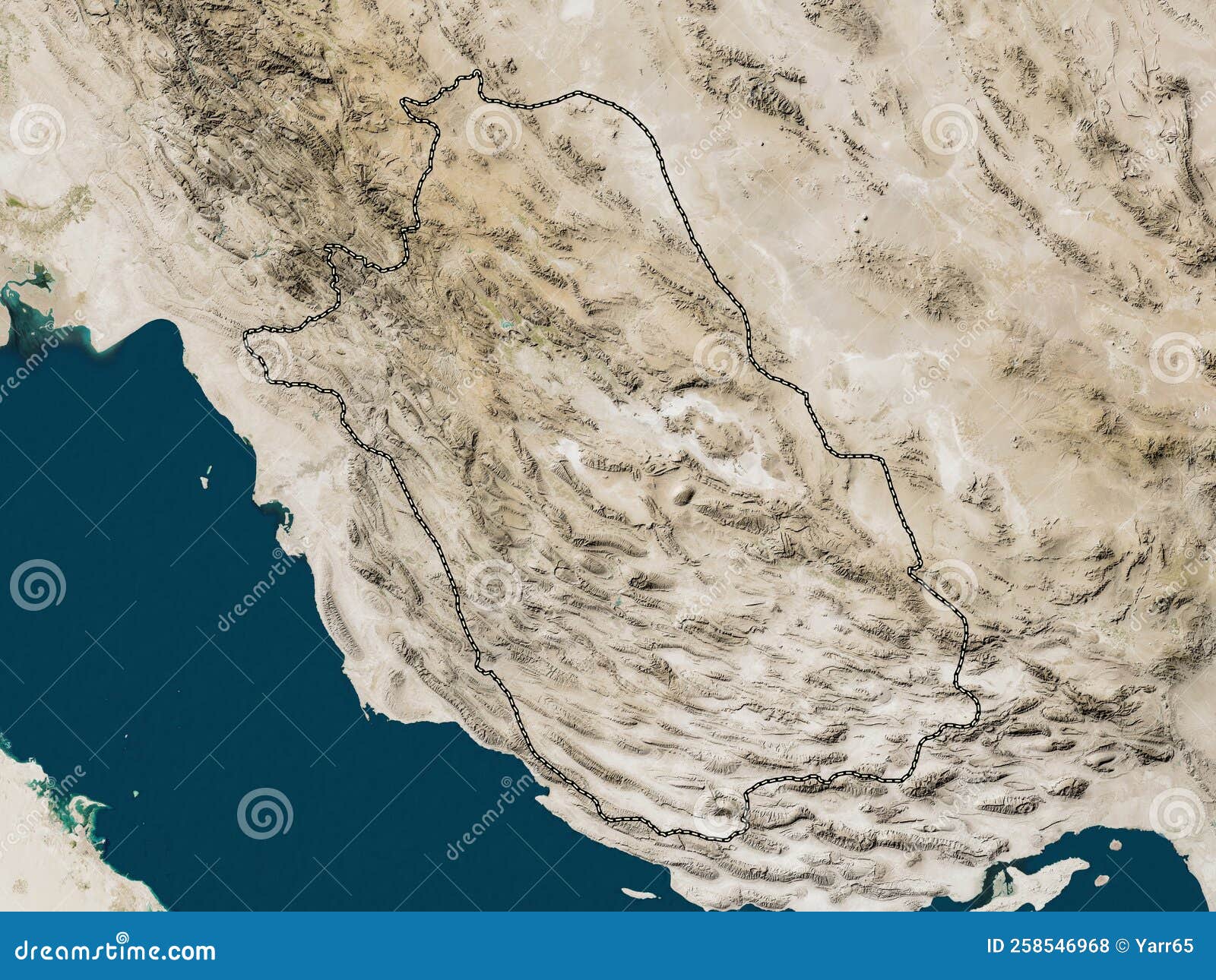 Fars, Iran. Low-res Satellite. No Legend Stock Photo - Image of science ...