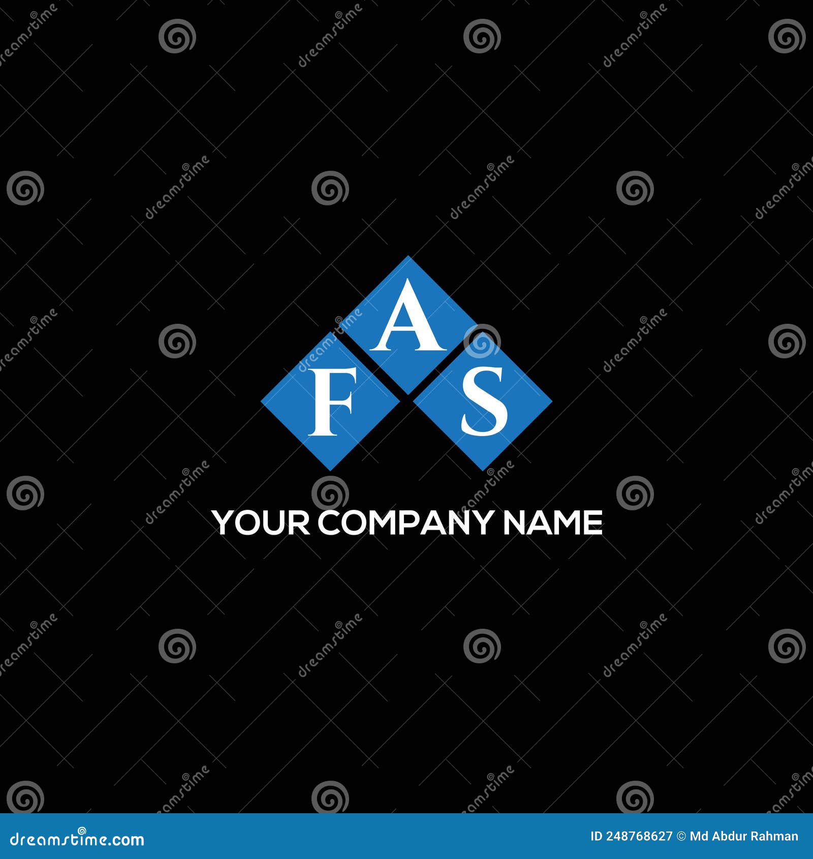 FAS Letter Logo Design on BLACK Background. FAS Creative Initials ...