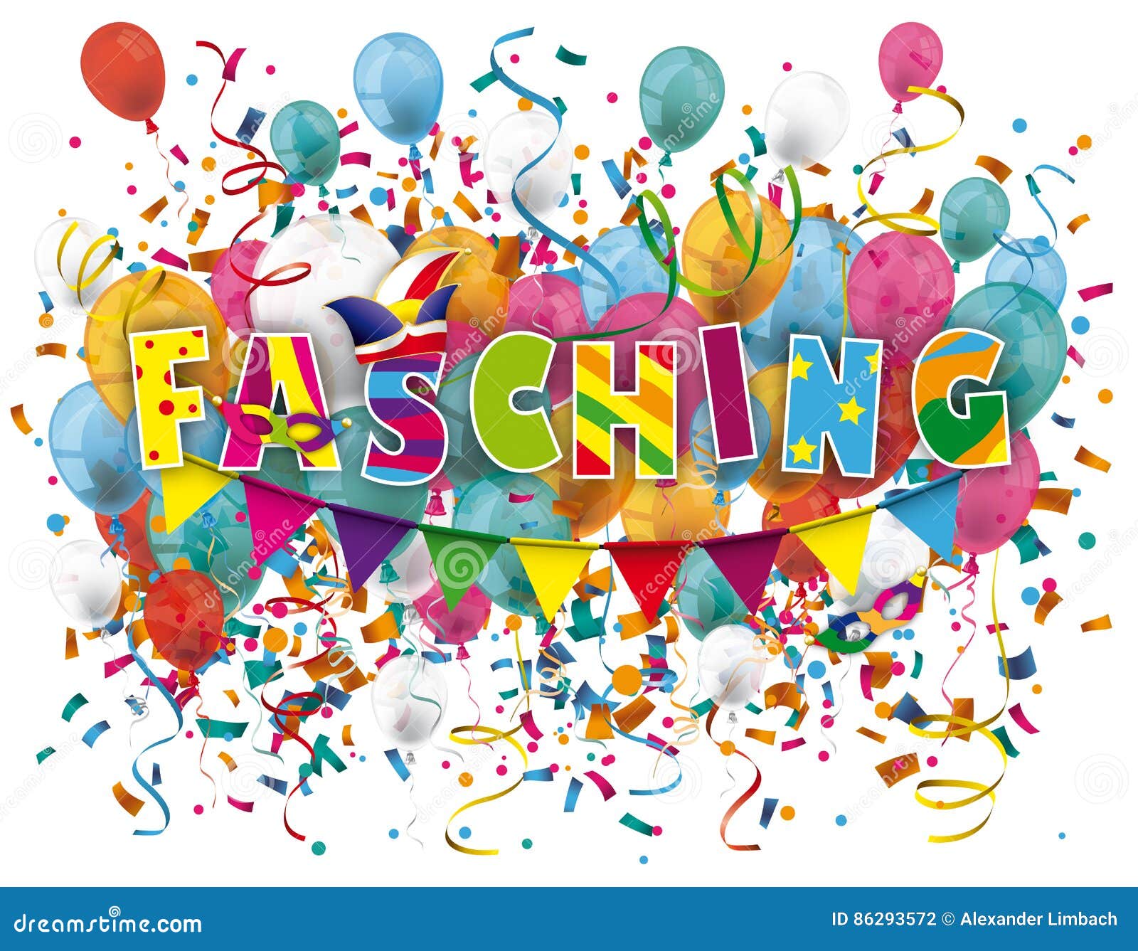 Fasching Balloons confetes ilustração do vetor. Ilustração de deco ...