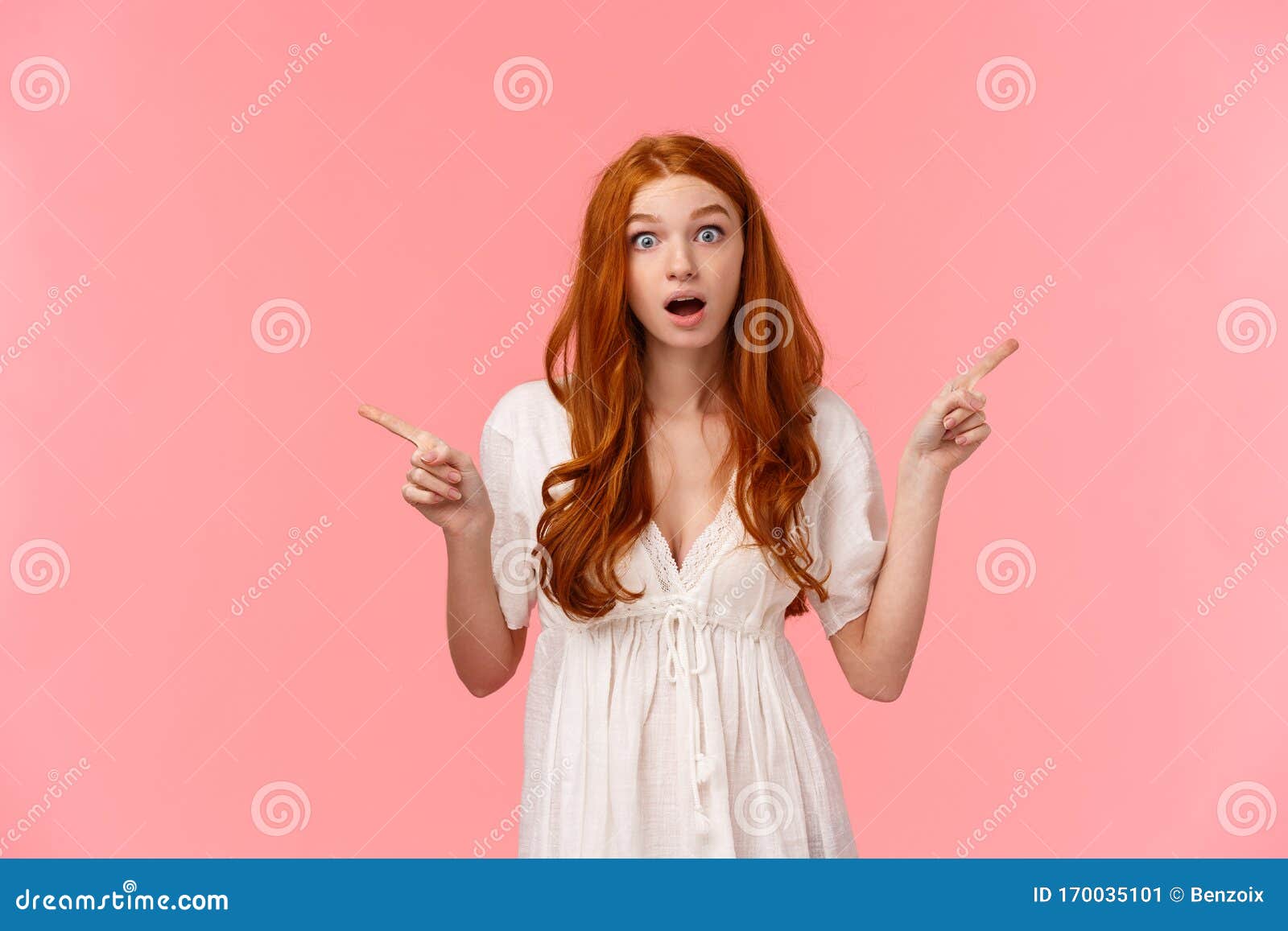 Fascinated And Questioned Cute Redhead Woman Asking Question About