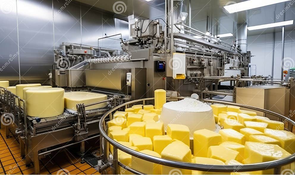 A Fascinating Cheese-Making Machine in Action Stock Illustration ...