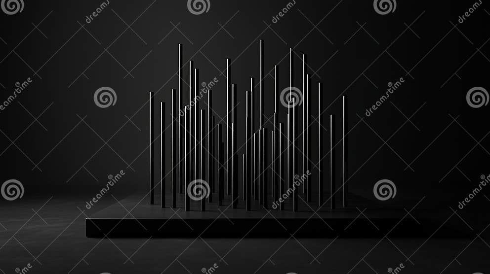 An Abstract 3D Rendering Featuring Tall Vertical Monoliths Set Against ...