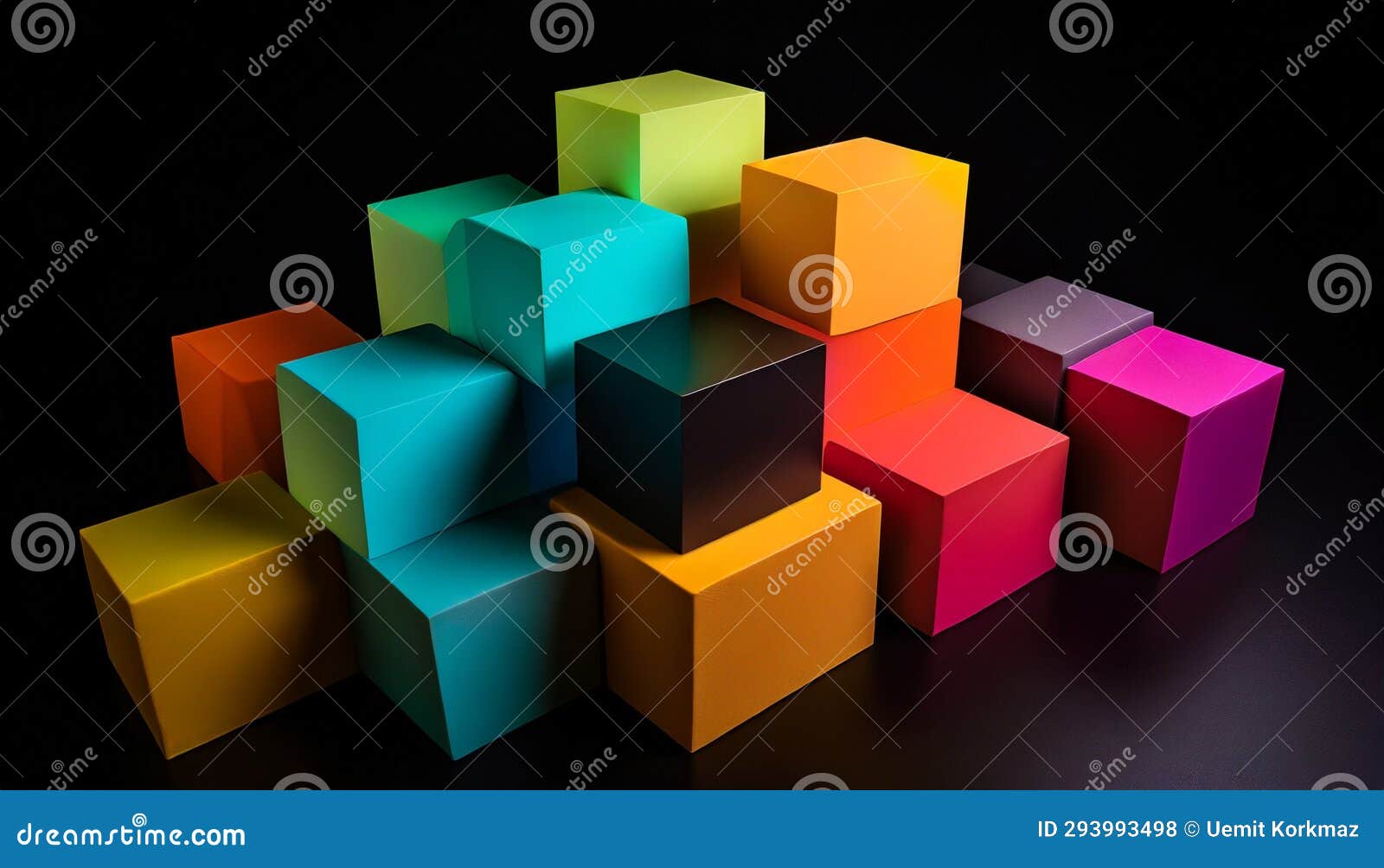 Abstract 3D World Dark Background with Geometric Cubes Stock ...
