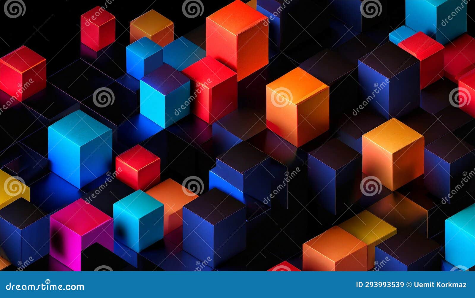 Abstract 3D World Dark Background with Geometric Cubes Stock ...