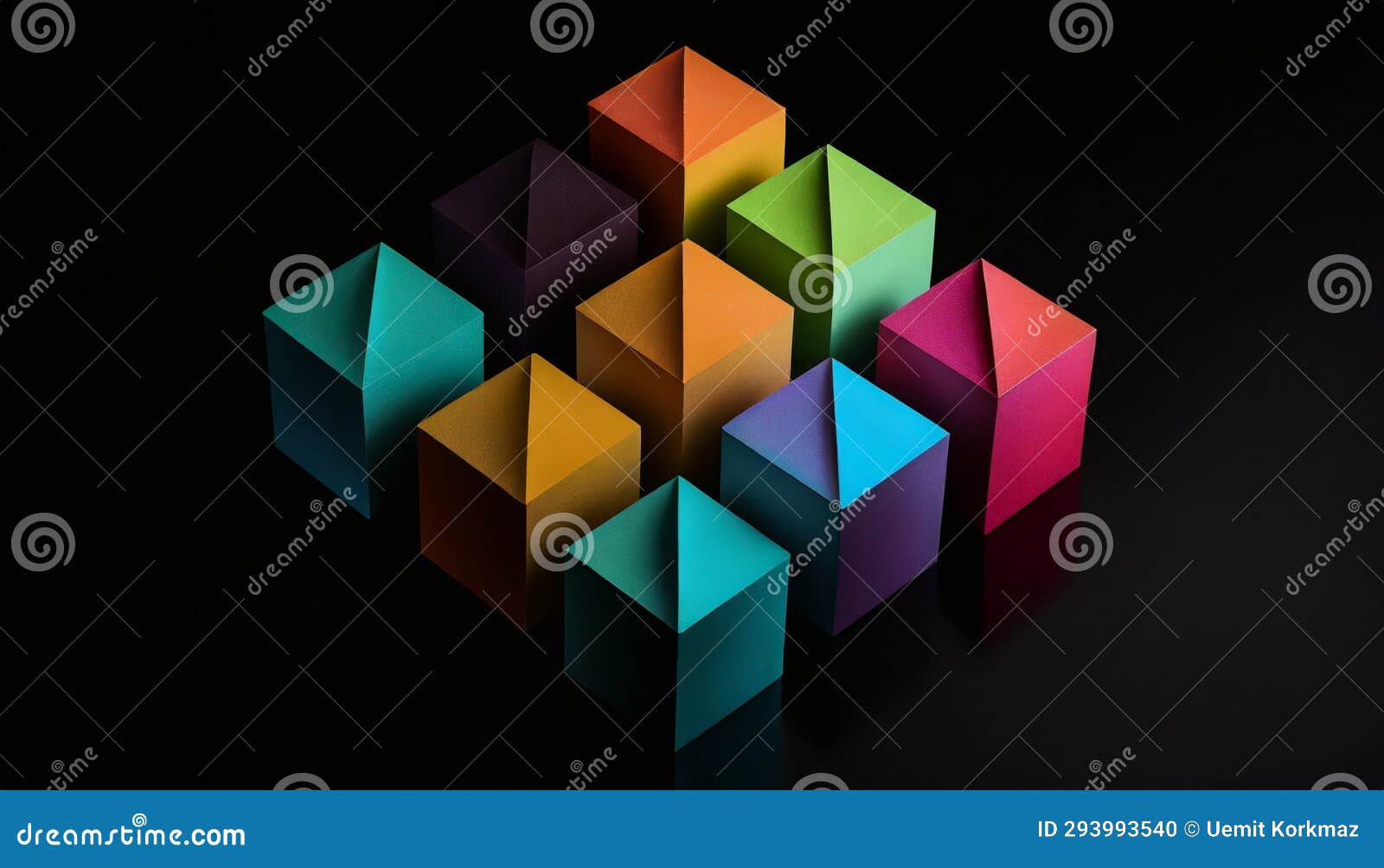 Abstract 3D World Dark Background with Geometric Cubes Stock ...