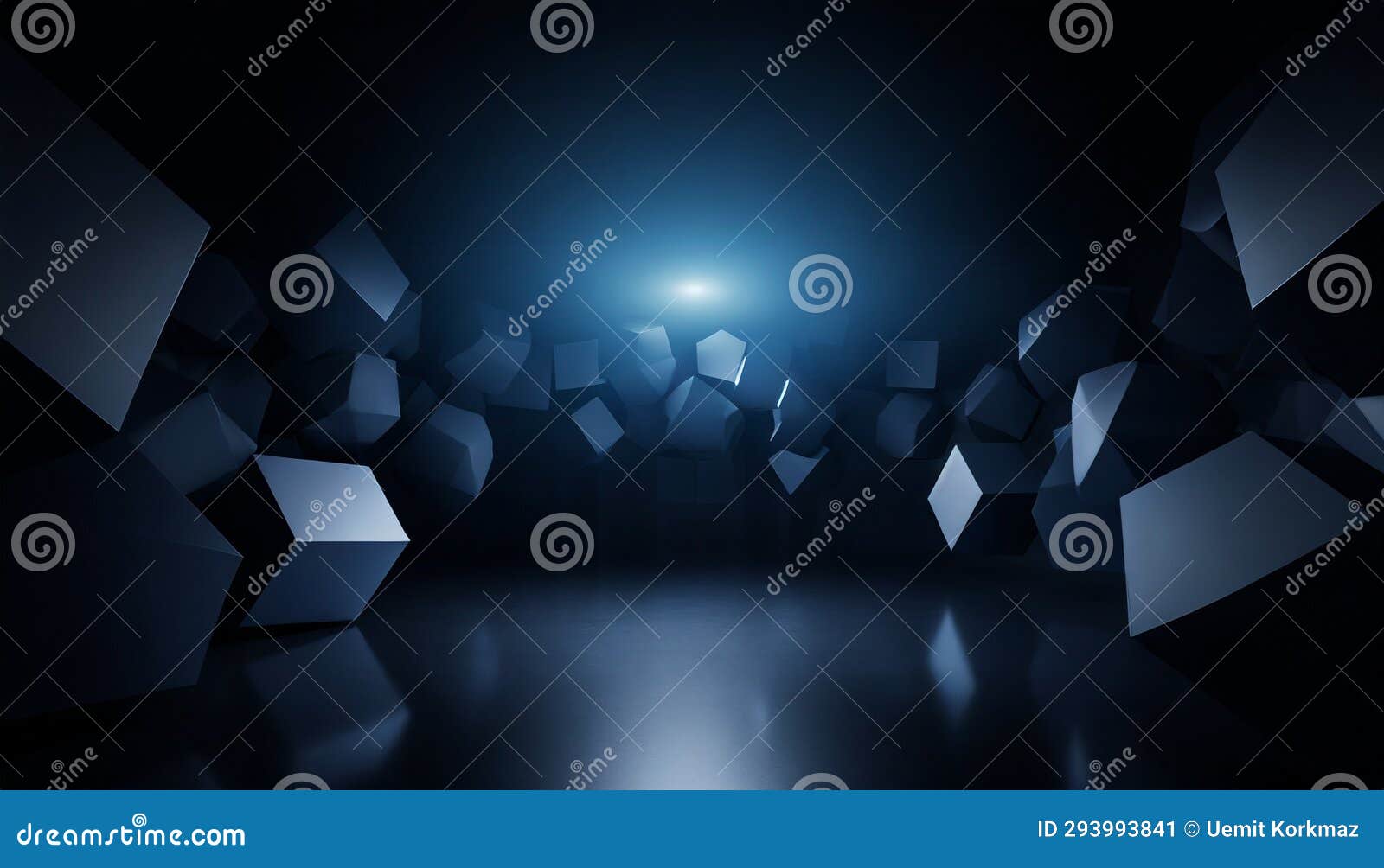 Abstract 3D World Dark Background with Geometric Cubes Stock ...