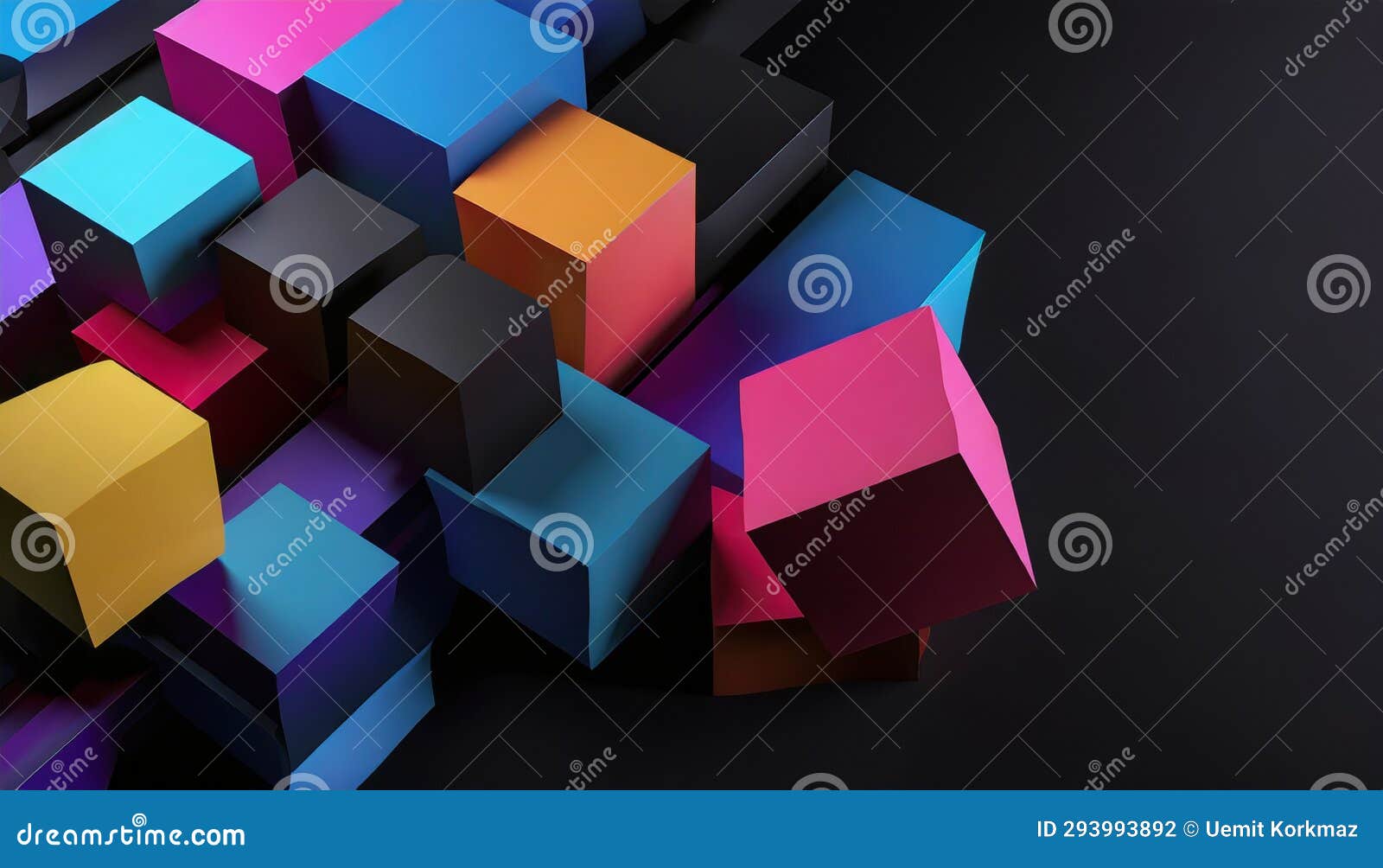 Abstract 3D World Dark Background with Geometric Cubes Stock ...