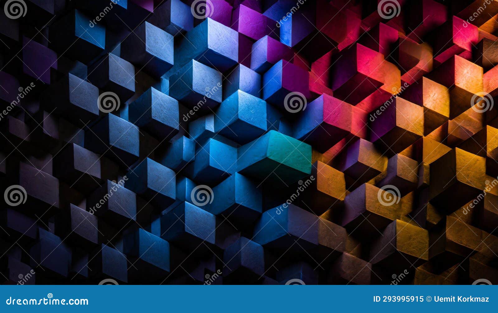 Abstract 3D World Dark Background with Geometric Cubes Stock ...