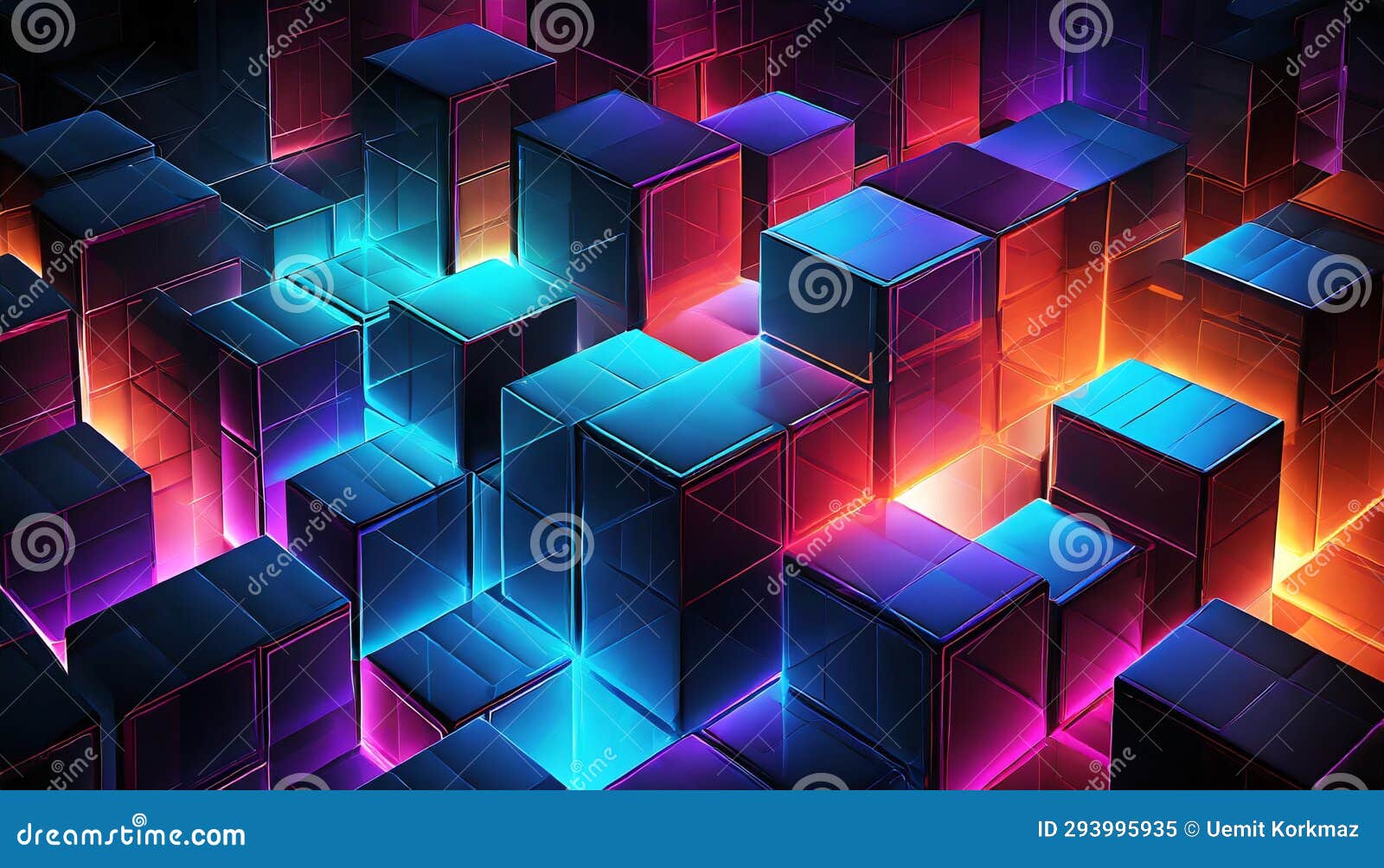 Abstract 3D World Dark Background with Geometric Cubes Stock ...