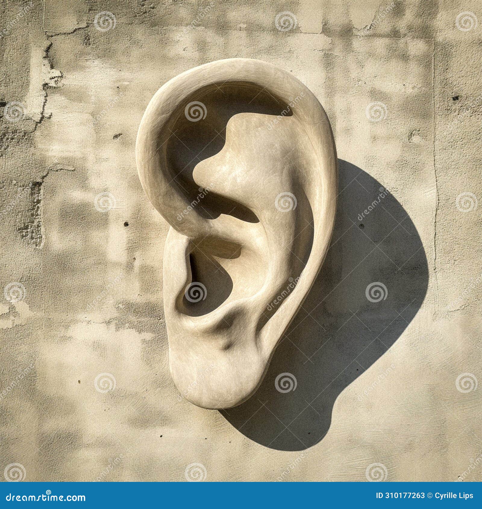 Auditory Echoes: a Surreal Ear Sculpture Emerges on a Wall. Generative ...