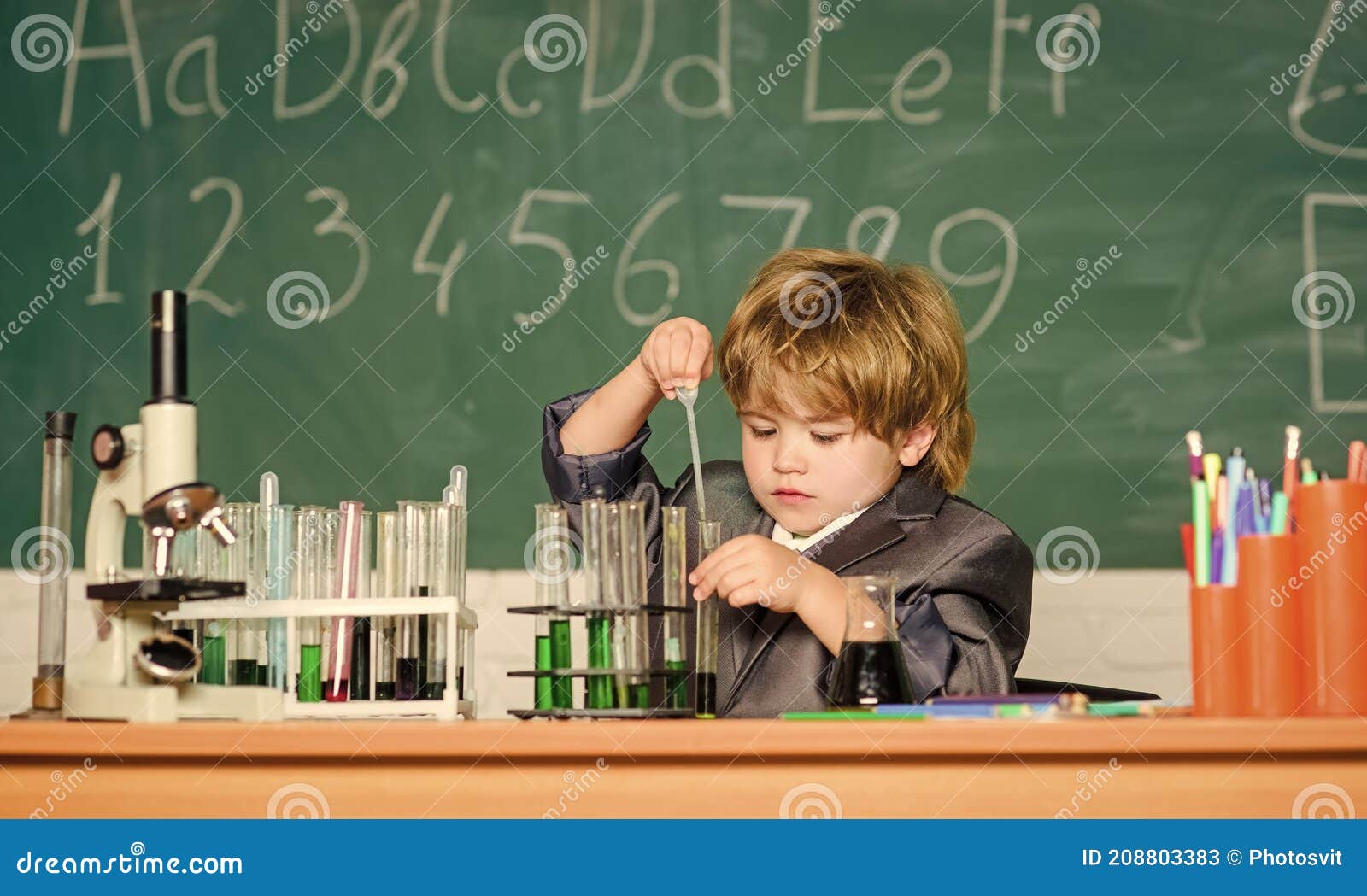 Fascinating Subject. Knowledge Day. Kid Study Biology Chemistry. Basic ...