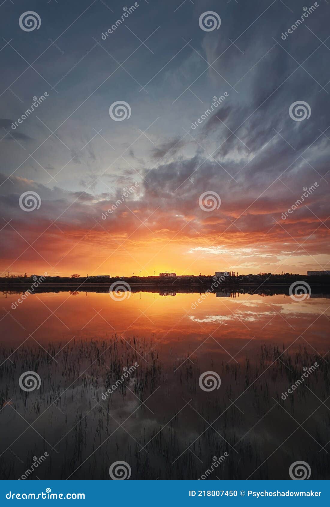 Fascinating Sunset Reflecting on the Lake Surface. Idyllic Landscape ...