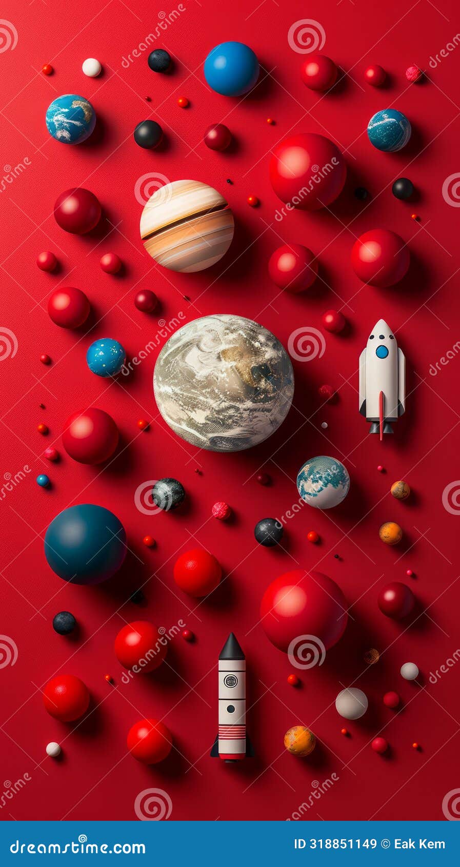 Fascinating Universe Composition Planets, Rockets, and Celestial Bodies ...