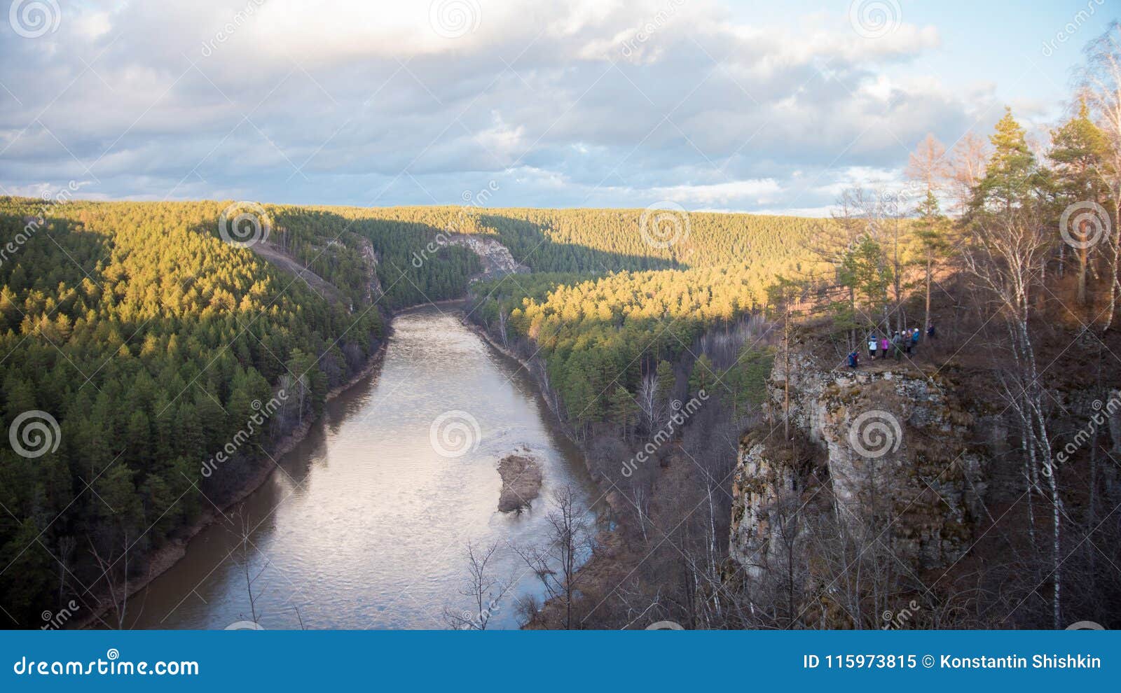 Fascinating View Overlooking the Mountain River and Dense Forest Stock ...