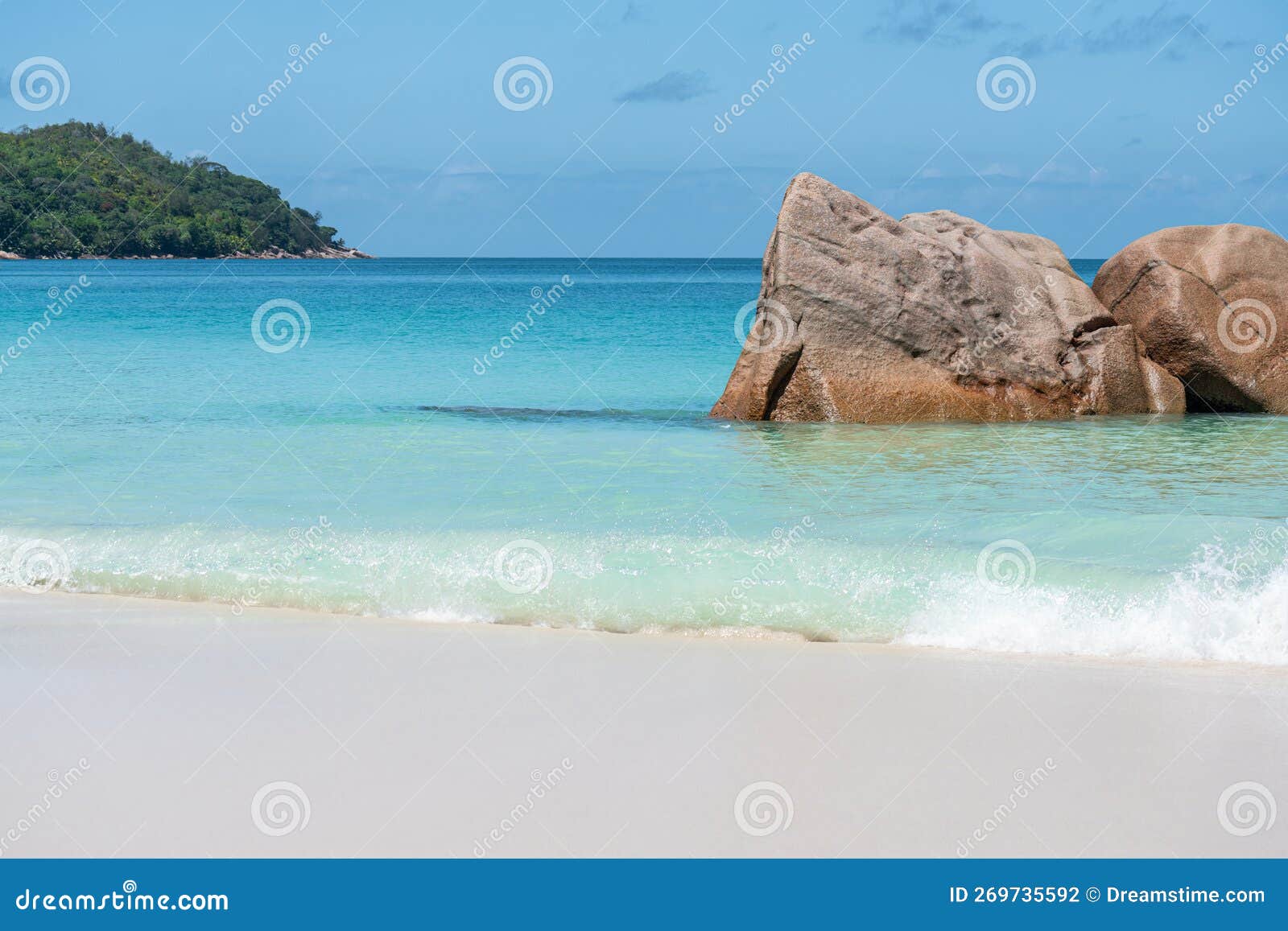 Fascinating Waves and Boulders on the Beach of the Seychelles. Stock ...
