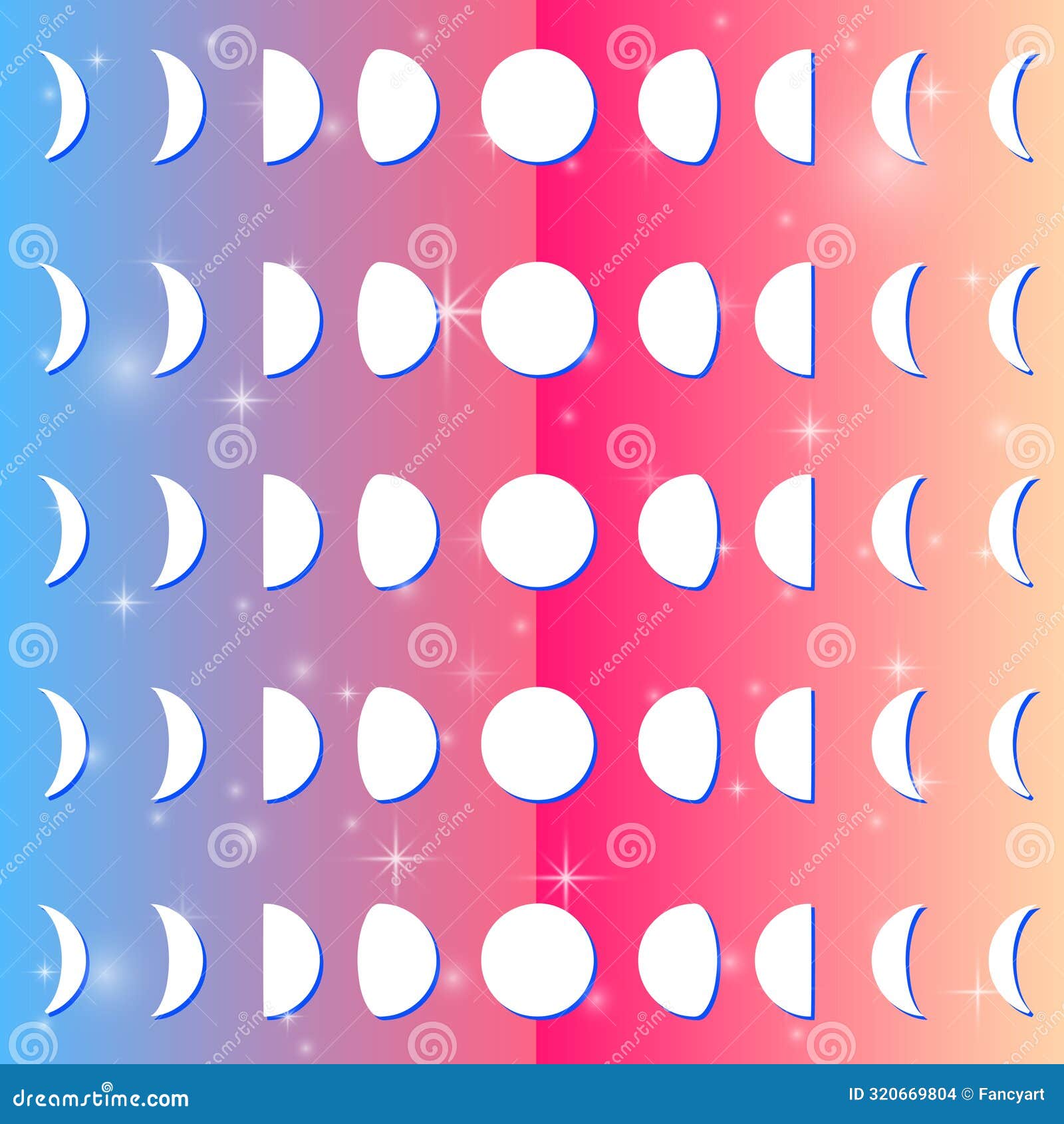 Fases Coloridas Da Lua E Estrelas Rosa Ilustração do Vetor - Ilustração ...