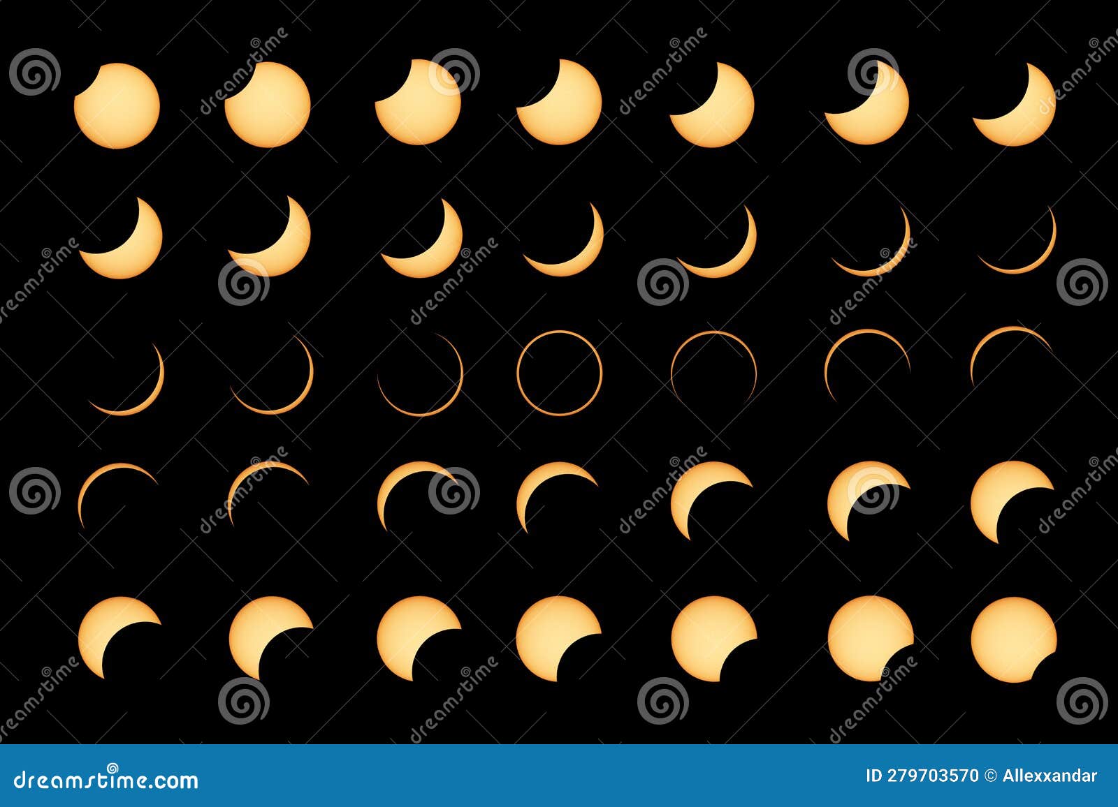 Fases De Eclipse Solar Anual Stock de ilustración - Ilustración de ...
