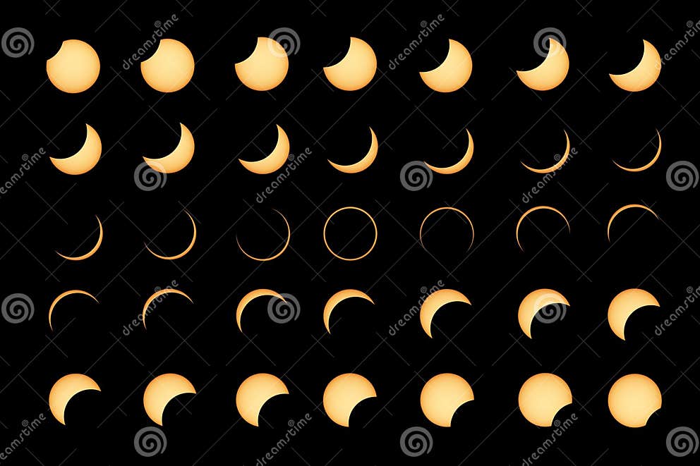 Fases De Eclipse Solar Anual Stock de ilustración - Ilustración de ...