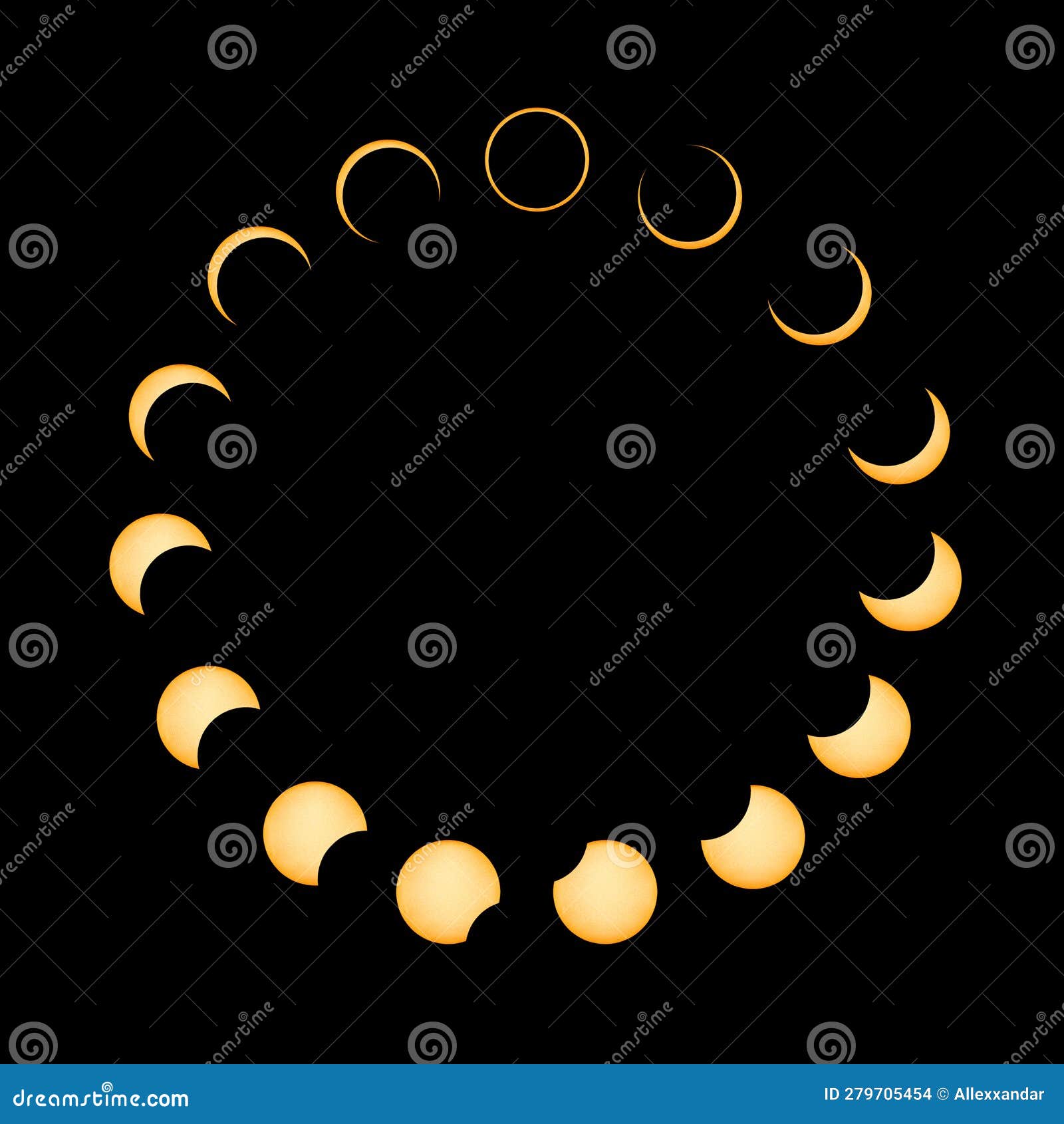 Fases De Eclipse Solar Anual Stock de ilustración - Ilustración de ...