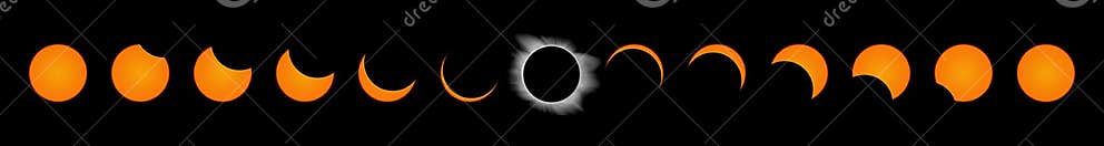 13 Fases De Un Eclipse Solar Stock de ilustración - Ilustración de ...