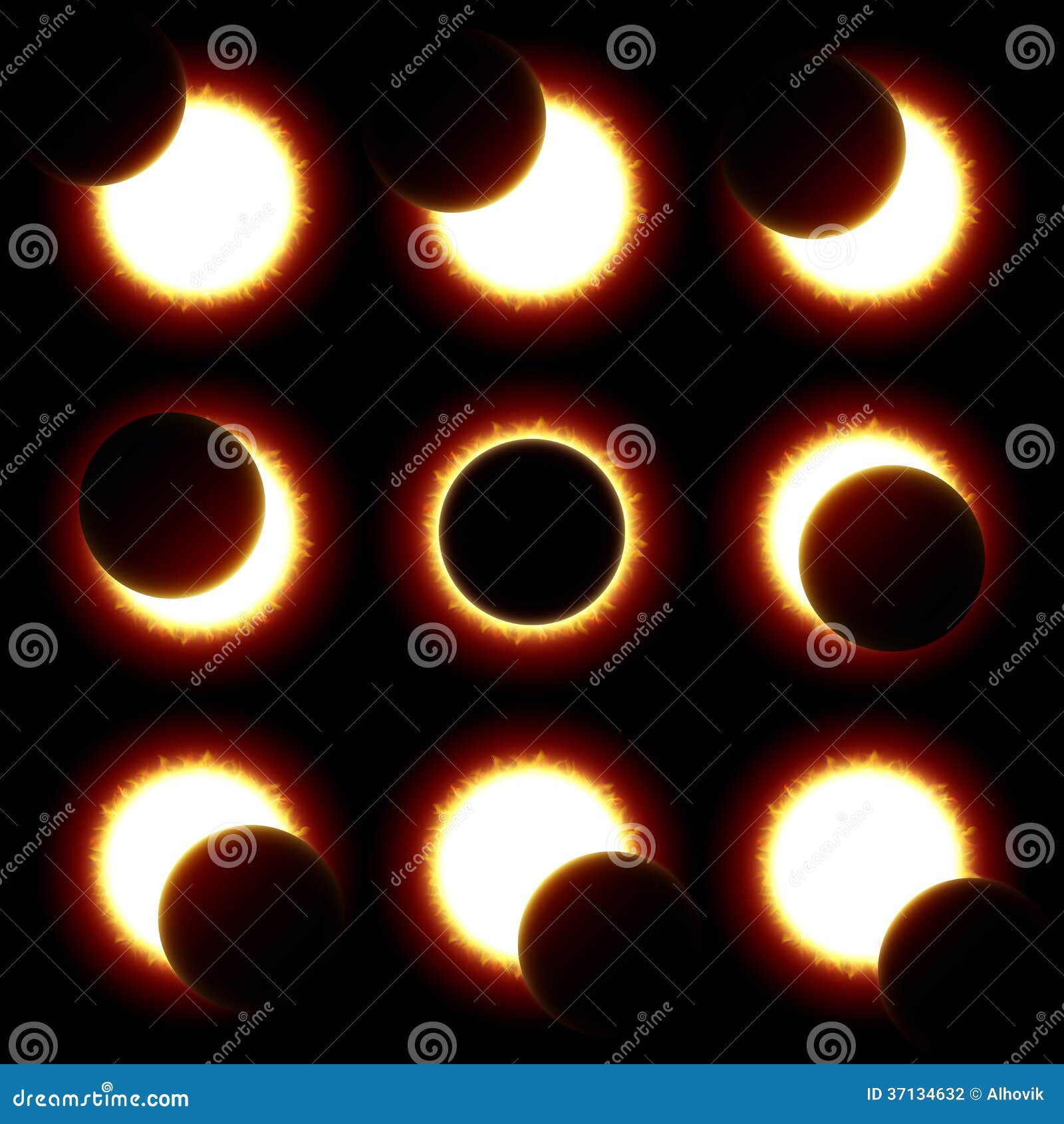 Fases del eclipse solar ilustración del vector. Ilustración de fase ...