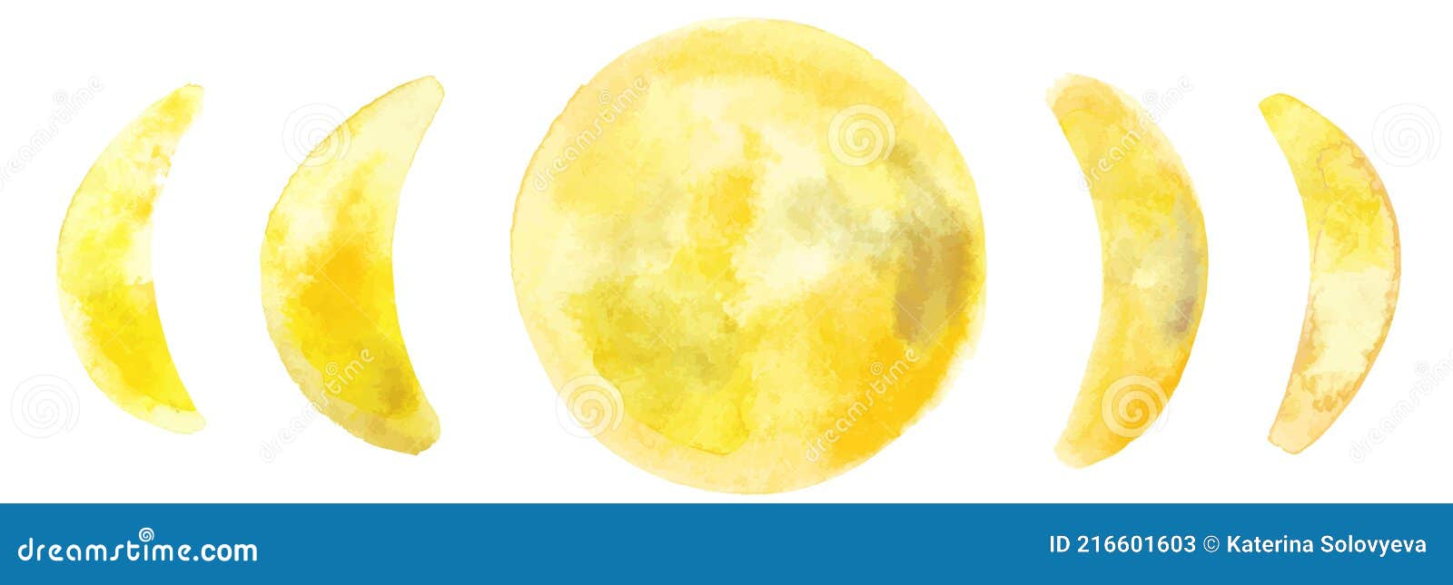 Fases Do Vetor Da Lua E Desenho De Aquarelas Com As Fases Da Lua ...