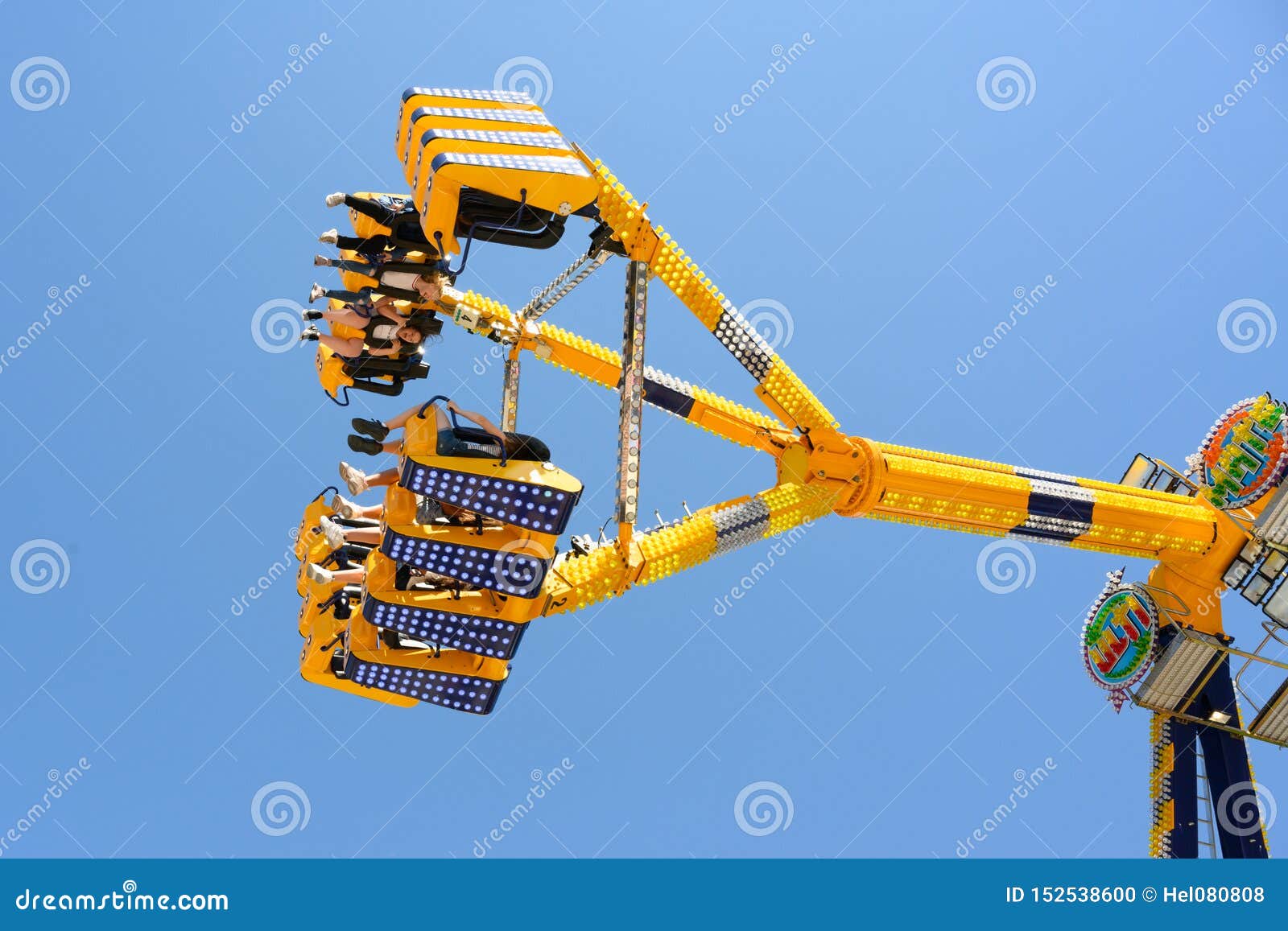 Amusement on Funfair Pendulum Ride, Fast Spinning Fairground Amusement ...