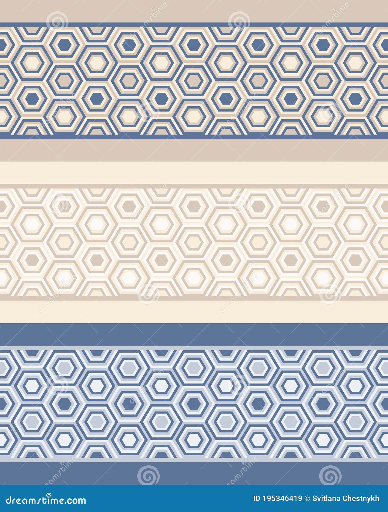 Fashion Abstract Pattern with Hexagons. Set of Three Seamless Geometric ...