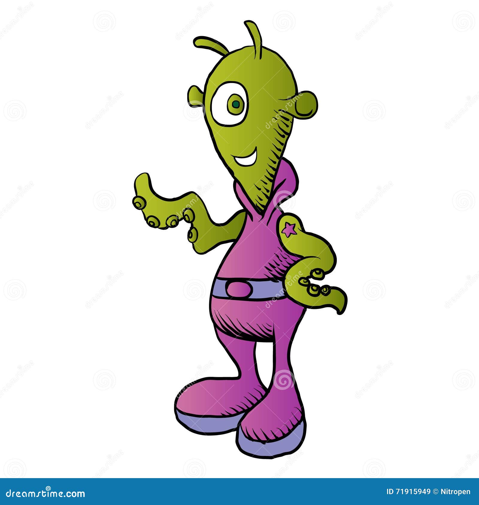 Fashion alien cartoon stock vector. Illustration of happy - 71915949
