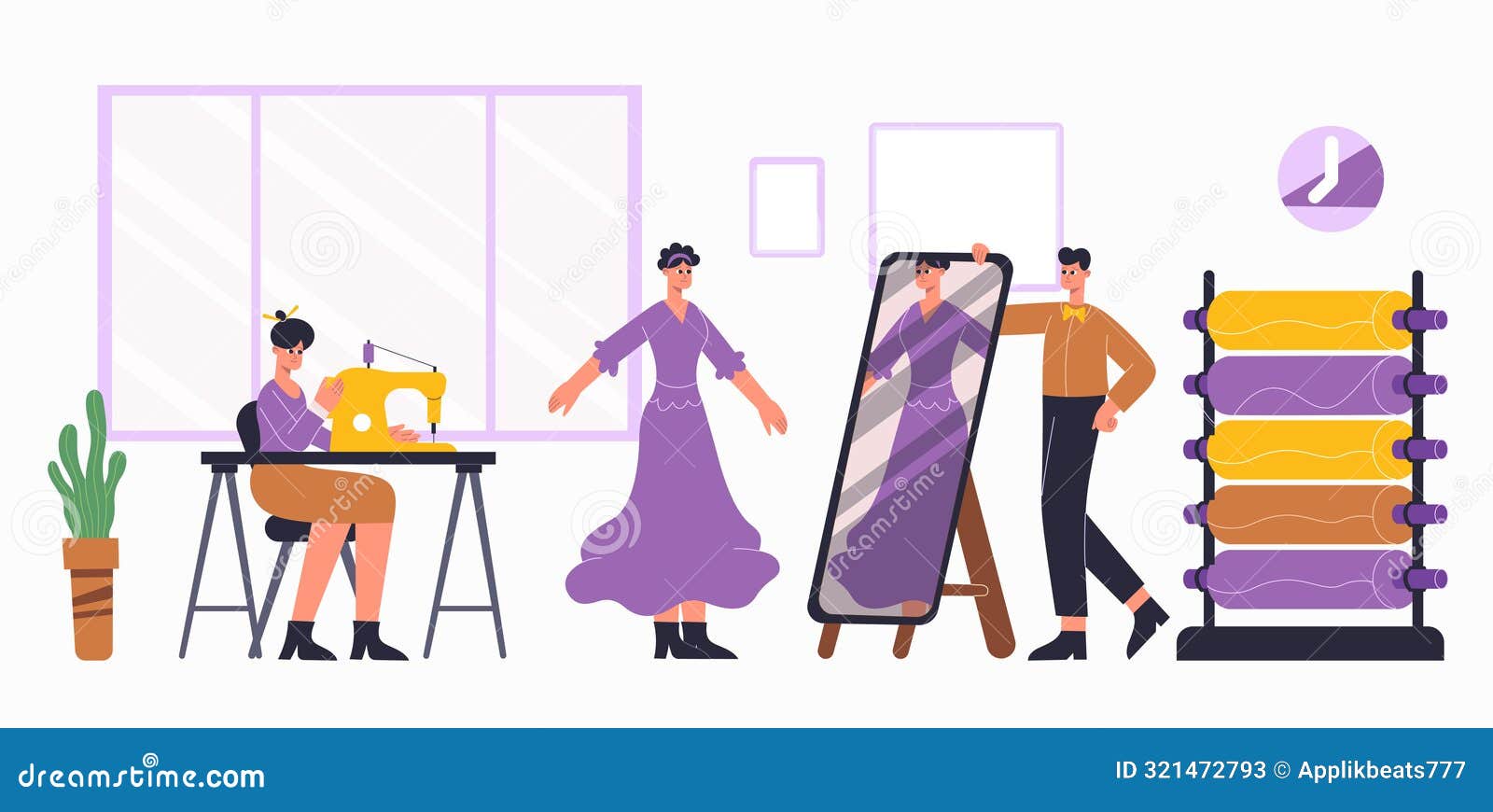 Fashion Atelier Workers, Sewing, Dressmaking Workshop Interior Stock ...