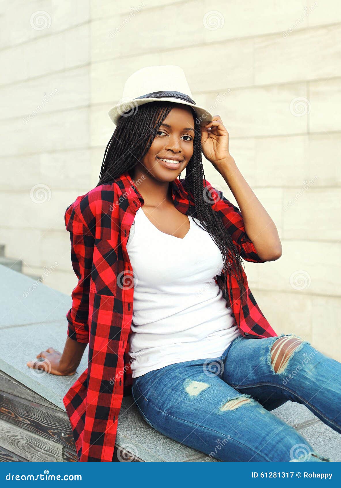 Fashion Beautiful Smiling African Woman Stock Image Image Of American
