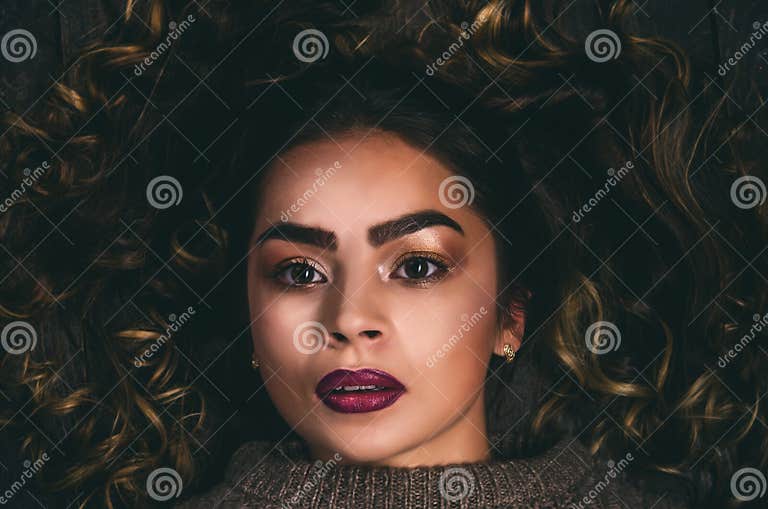 Fashion Beauty Trend Portrait Of Beautiful Brunette Girl With Long And