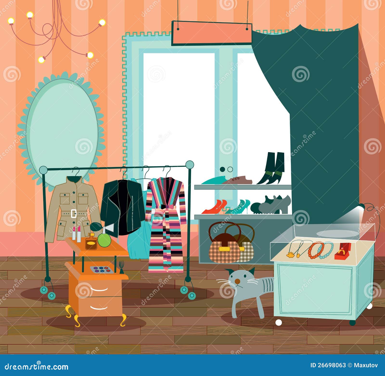 Fashion boutique stock vector. Illustration of indoors - 26698063