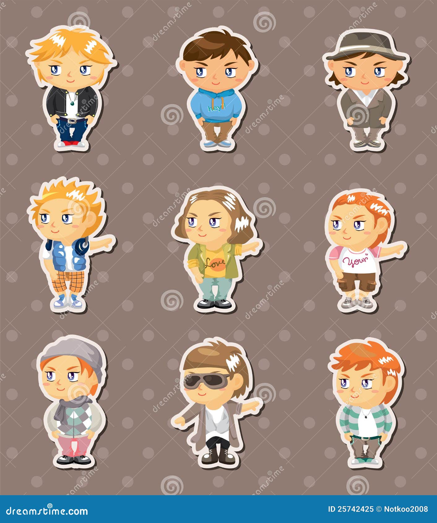 Fashion boy stickers stock vector. Illustration of draw - 25742425