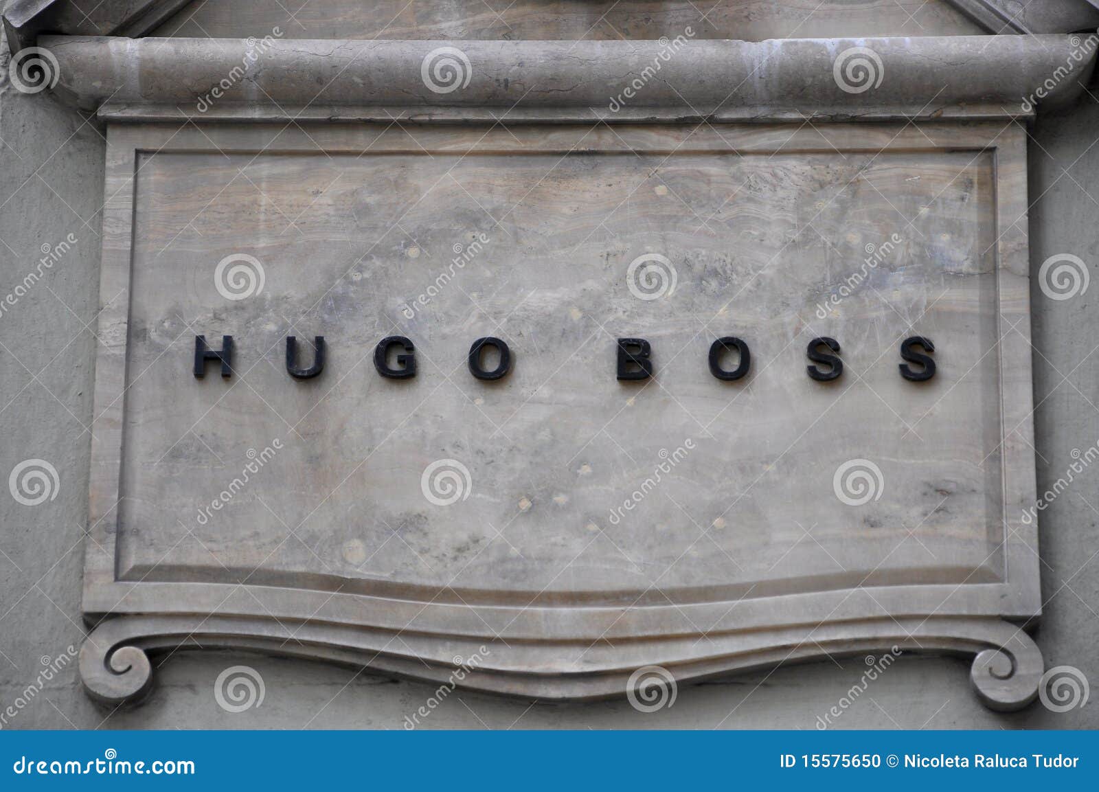 Hugo Boss Luxury Fashion Brand Logo on an Ancient Building in Florence ...