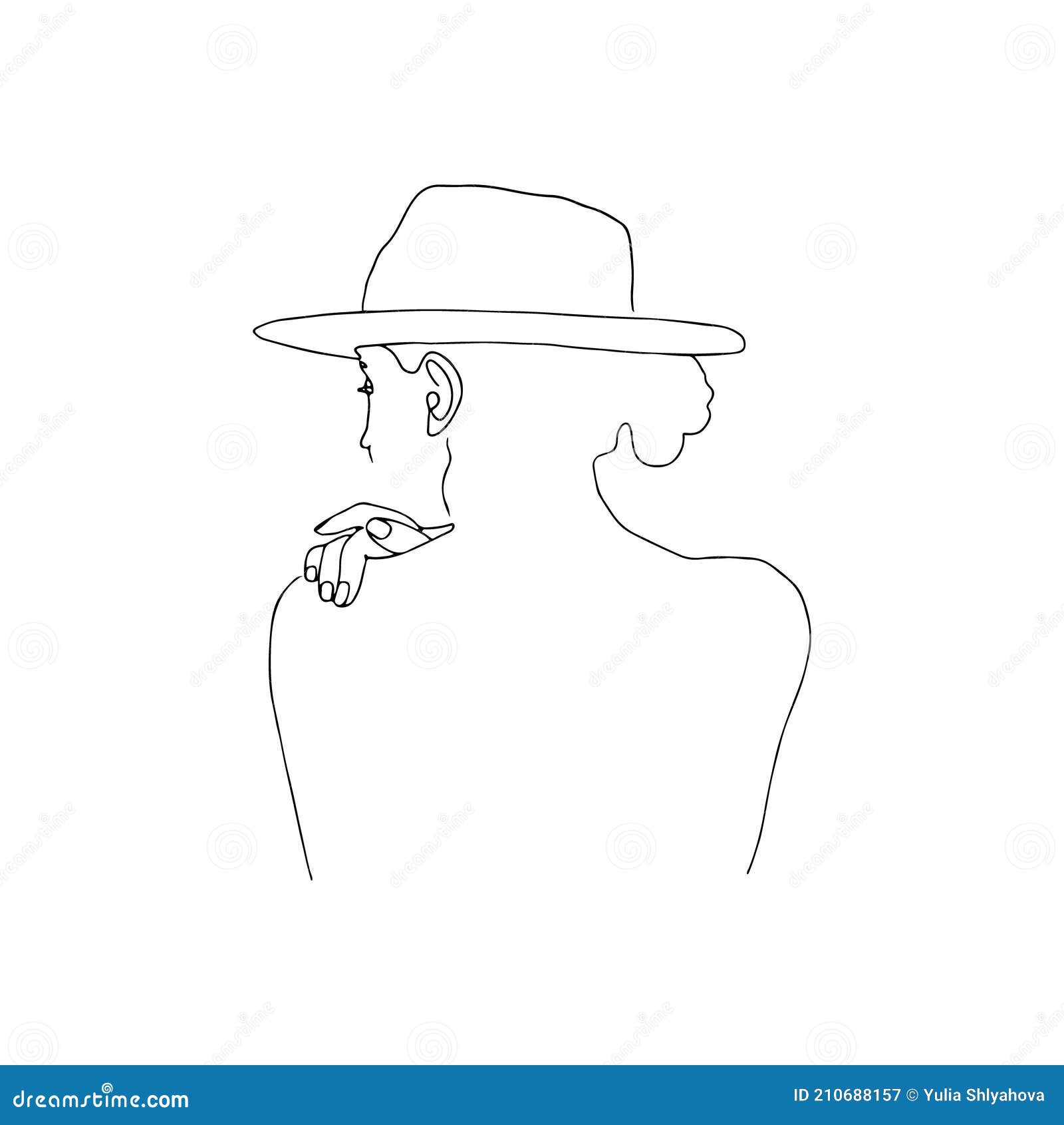 Fashion Card With Beautiful Girl One Line Style Stock Vector