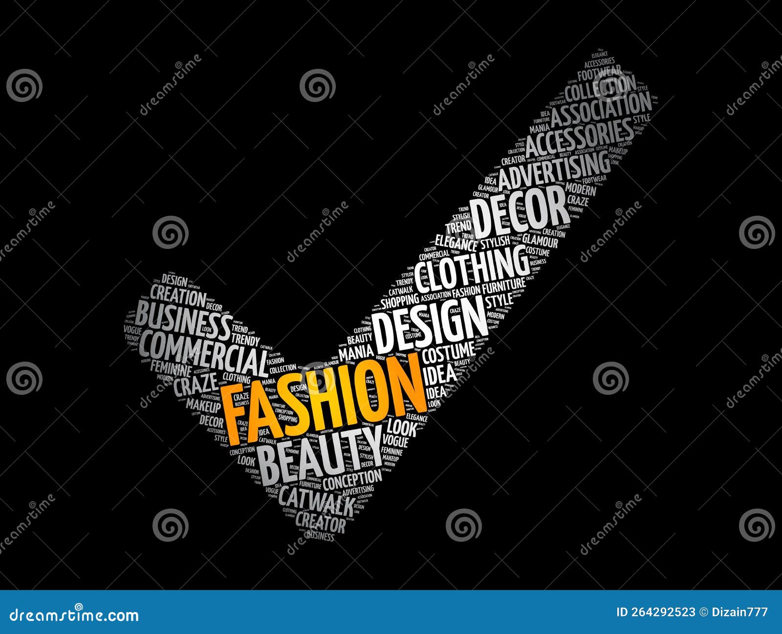 Fashion Check Mark Word Cloud Collage, Concept Background Stock ...