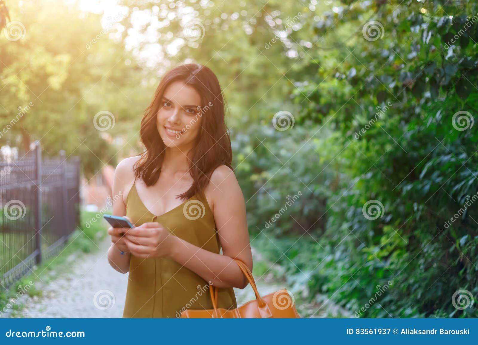 Fashion City Portrait Of Stylish Hipster Woman With Mobile Phone