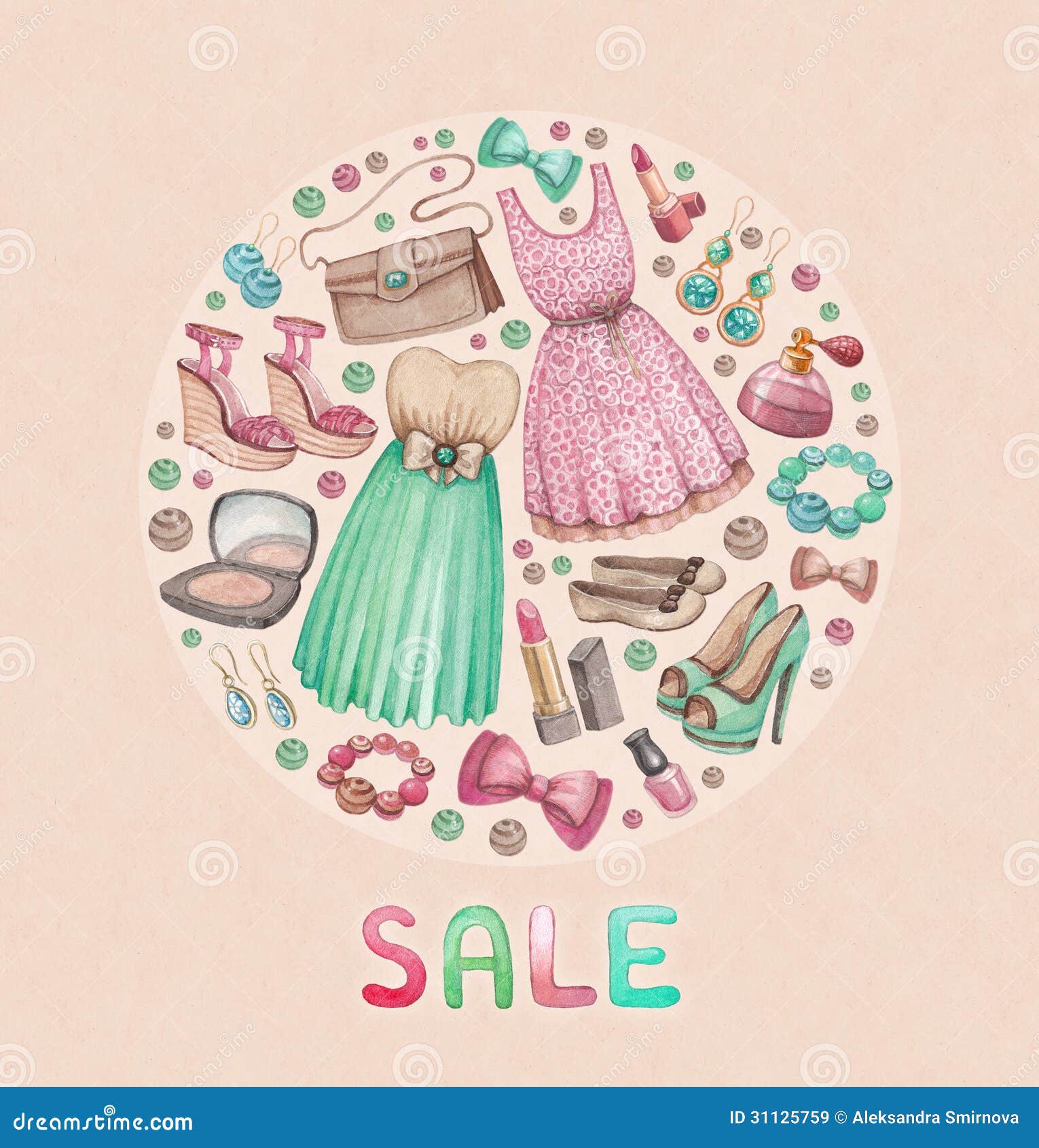 Fashion Collection. Watercolor Design Stock Image - Image of clothing ...