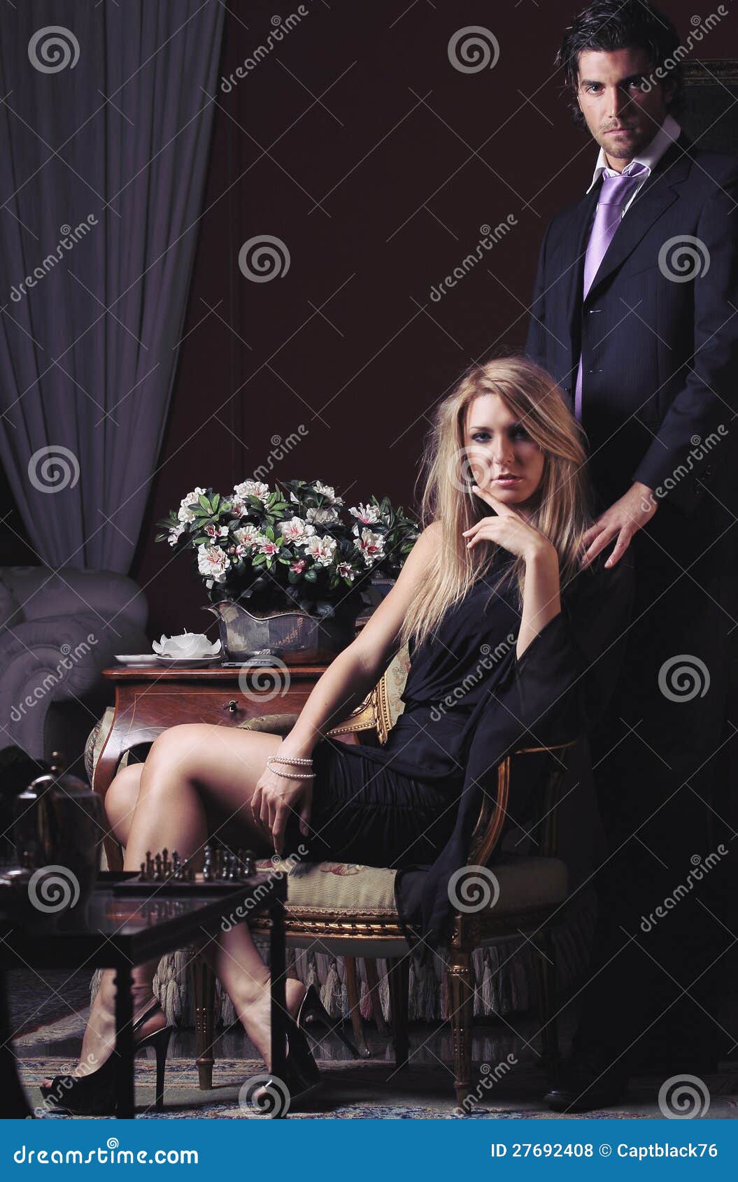 Fashion couple in low key stock photo. Image of portrait - 27692408
