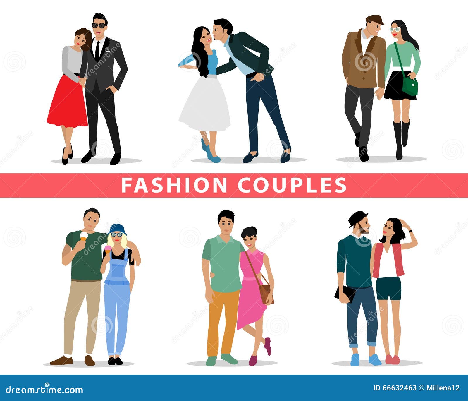Fashion Couples. People Characters Set Stock Vector - Illustration of ...