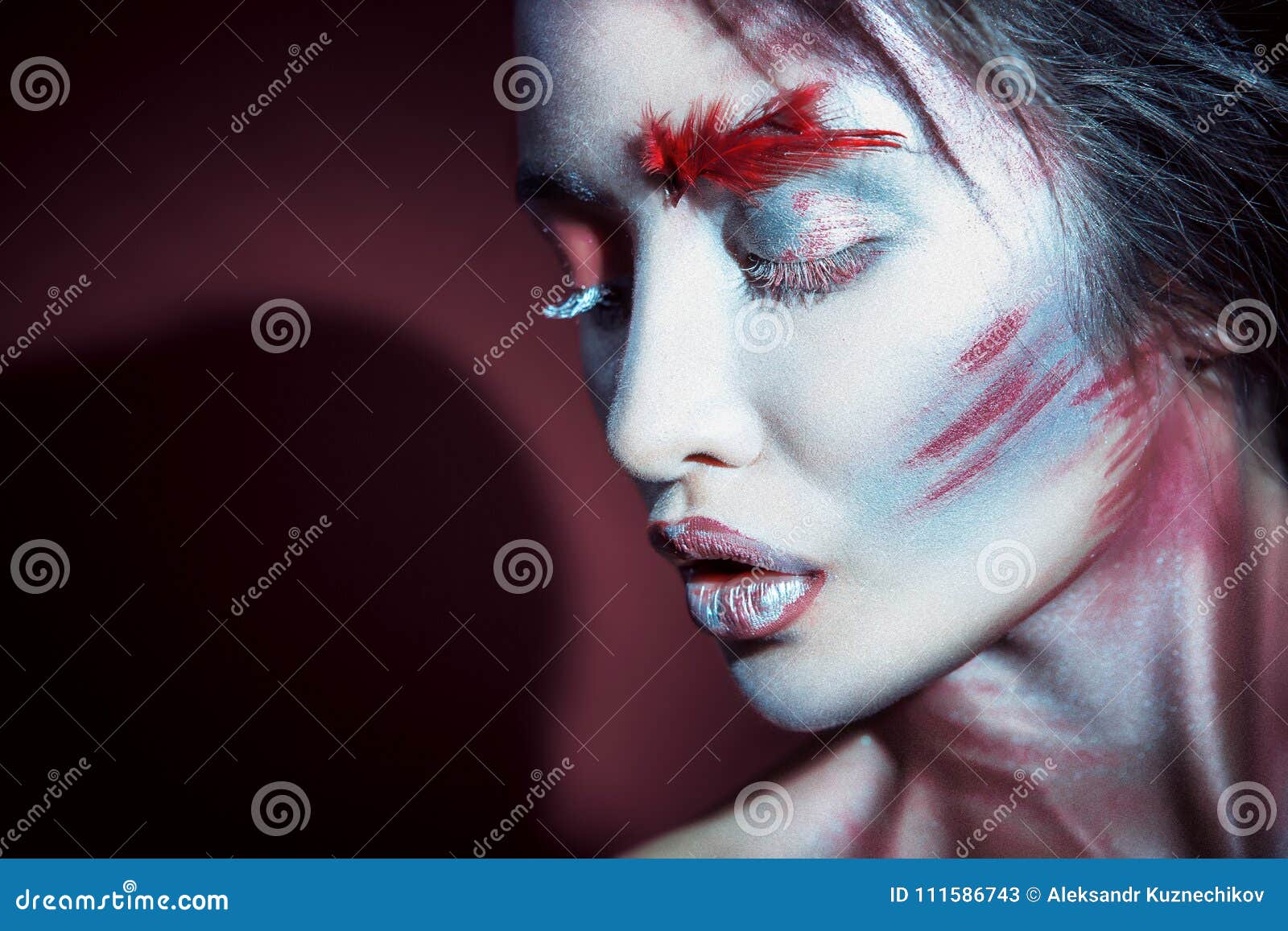 Fashion Portrait Of A Dark Skinned Girl With Silver Foil Make Up