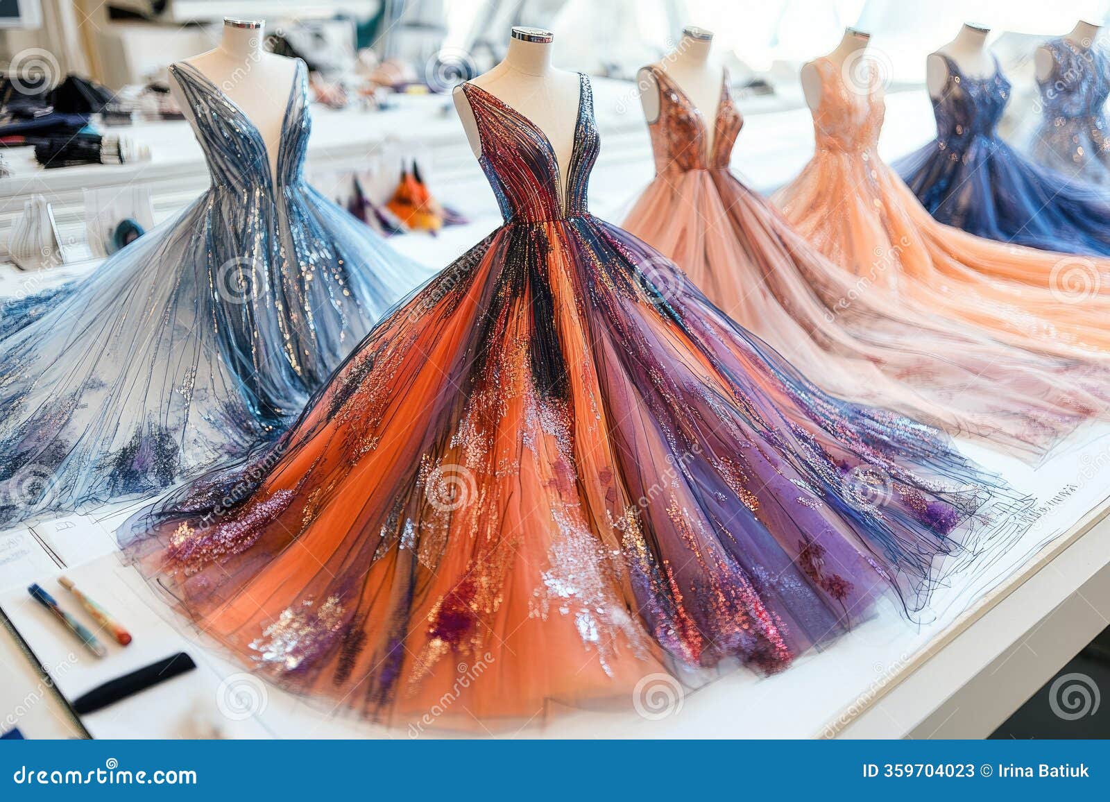 Fashion Design - Garment Sketches, Fabric Samples, Creative Workspace ...